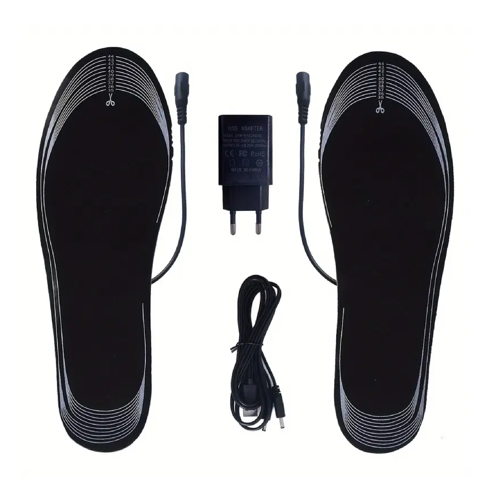1pair USB Heated Shoe Insoles, Electric Foot Warming Pad, Rechargeable