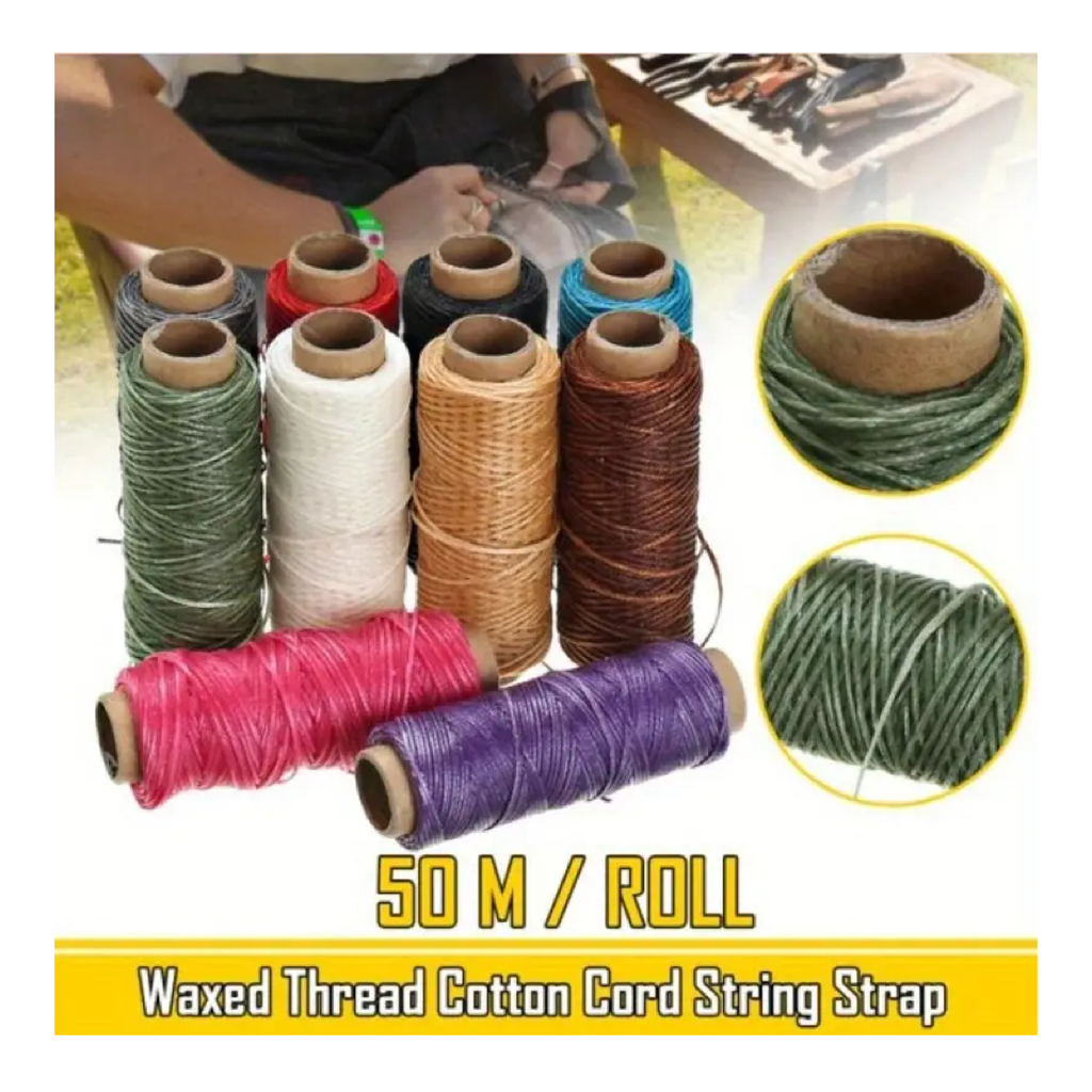 50m/roll 150D 0.8mm Waxed Thread Cotton Cord，Hand Stitching Thread For