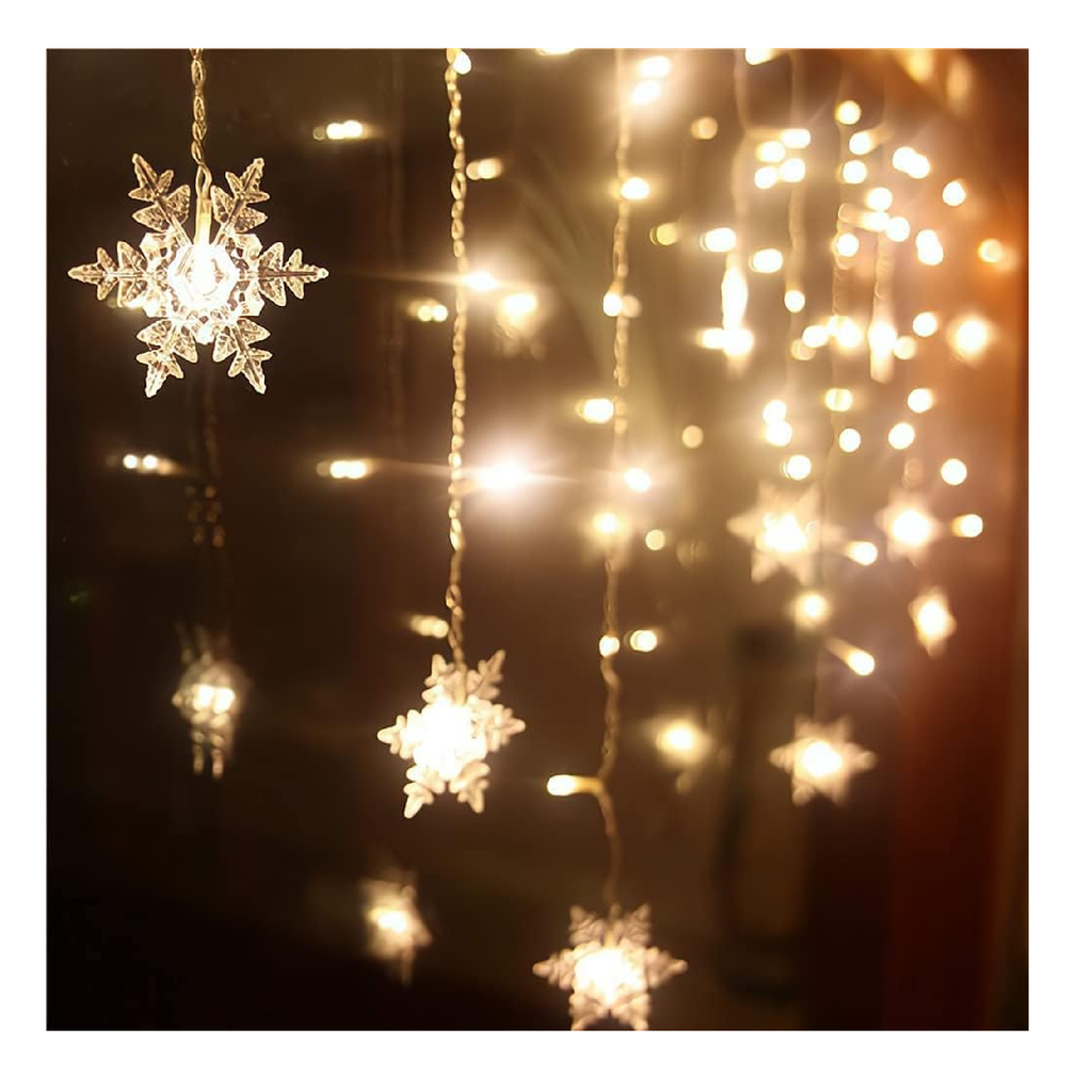 Christmas Snowflake Window Curtain String Lights, 20ft 40 LED Fairy Li