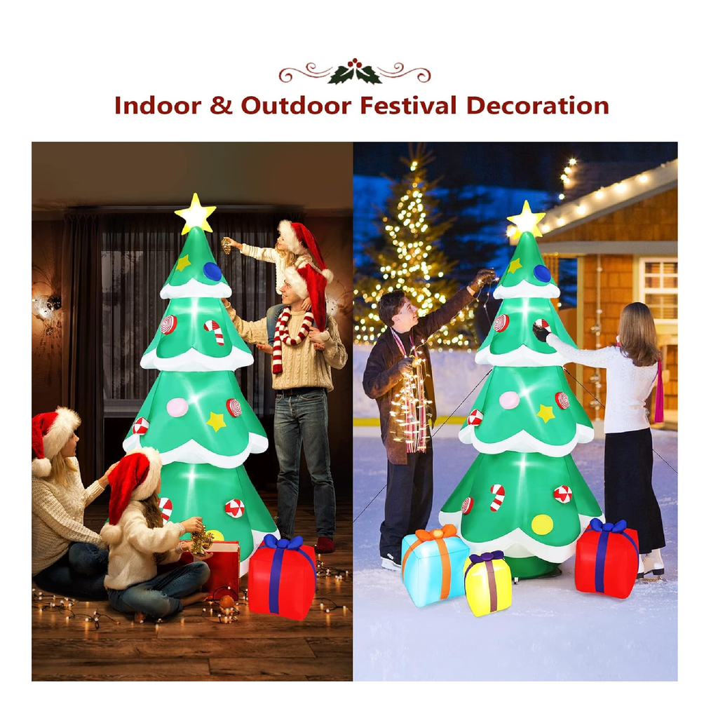 VINGLI Lighted Inflatable Christmas Tree Outdoor Decorations with 3 Gi