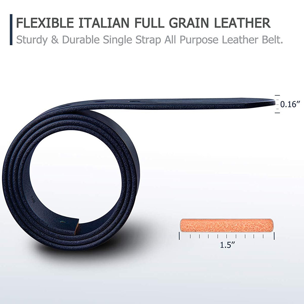 Buffway - Men's Belt Heavy Duty Italian Leather | Width 1.5" | Color N